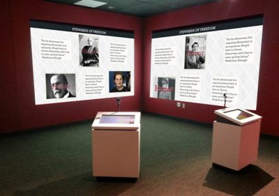 Examples of interactive museum exhibits, displays and installations